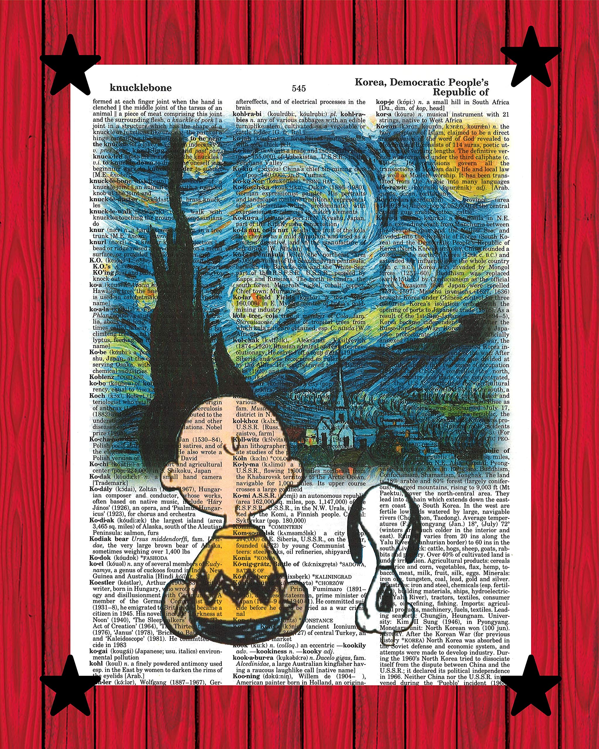 Snoopy Charlie Brown Poster Van Goghs Starry Night Snoopy Charlie ...