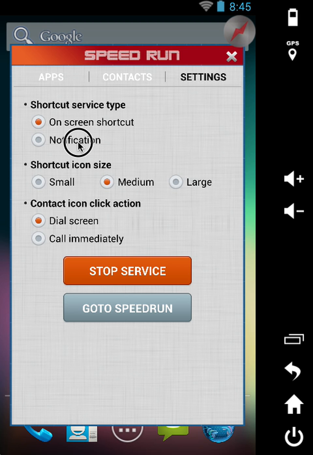 SPEEDRUN-One touch app execution, one touch phone call - App on the ...