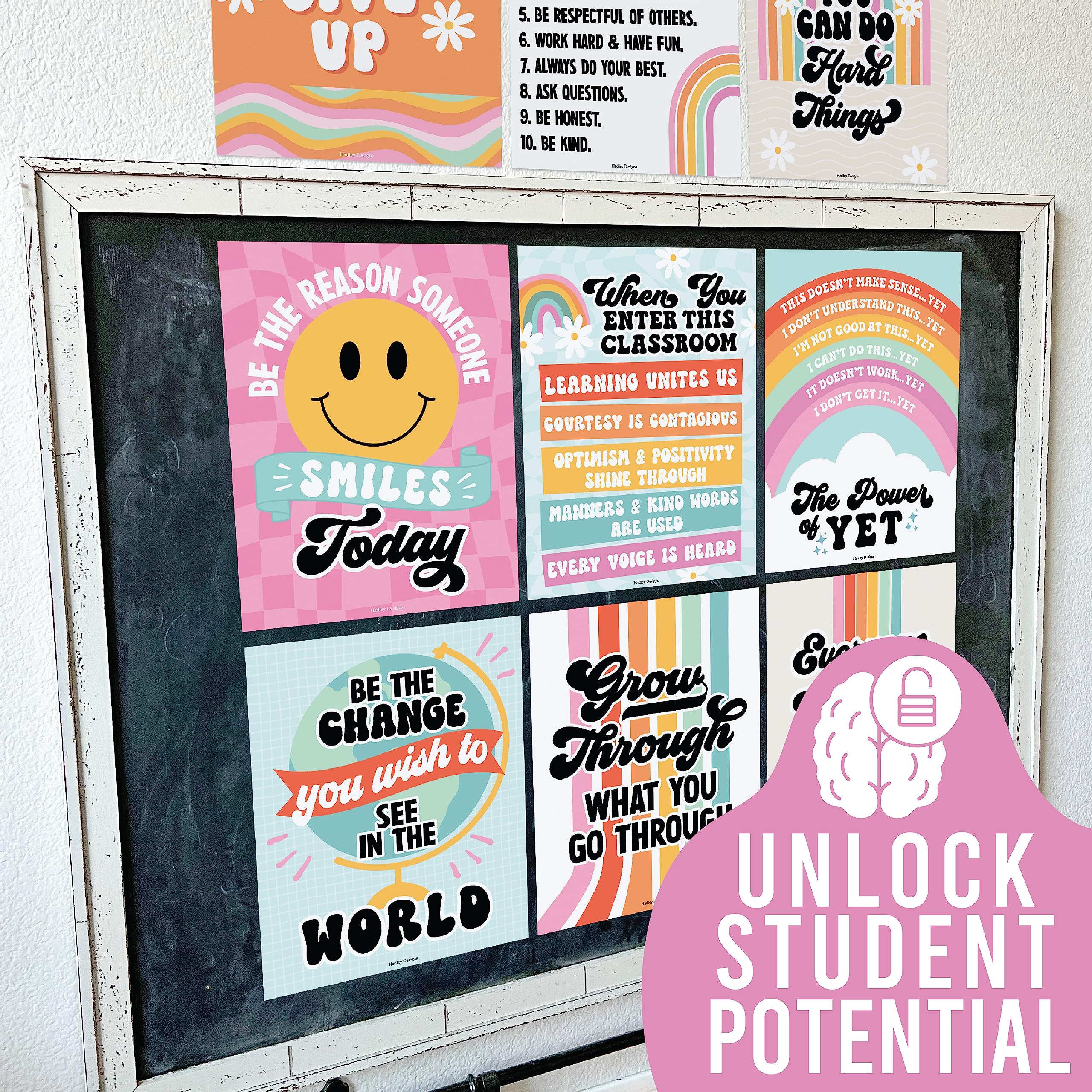 Mua Hadley Designs 9 Retro Classroom Decor - Welcome Sign Motivational ...