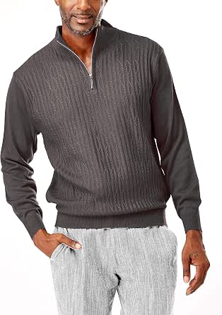 STACY ADAMS Men's Sweater, Solid Cable Knit Twist at Amazon Men’s ...