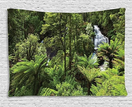 Amazon.com: Ambesonne Rainforest Decorations Tapestry, Rainforest with ...