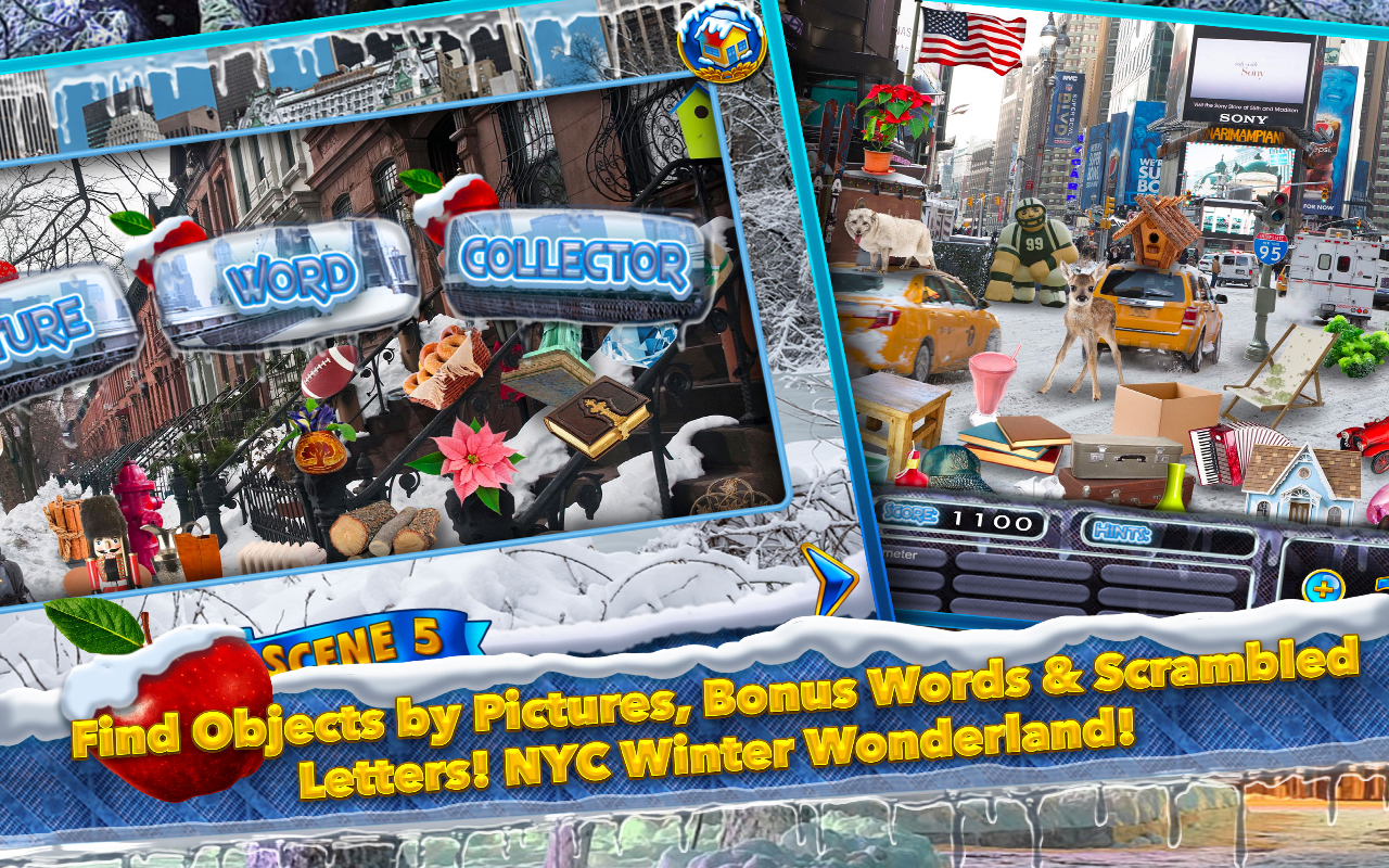 Hidden Objects New York City Winter Time – Seek & Find Object Puzzle ...