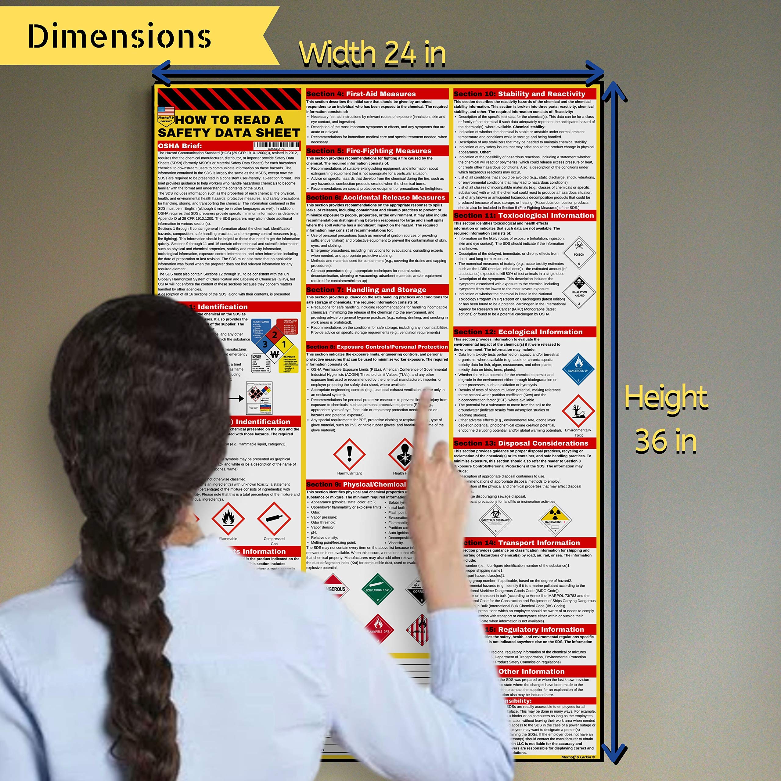 Mua How to Read A Safety Data Sheet (SDS/MSDS) Poster | English & Spanish 2025 | 36 x 24 Inch ...