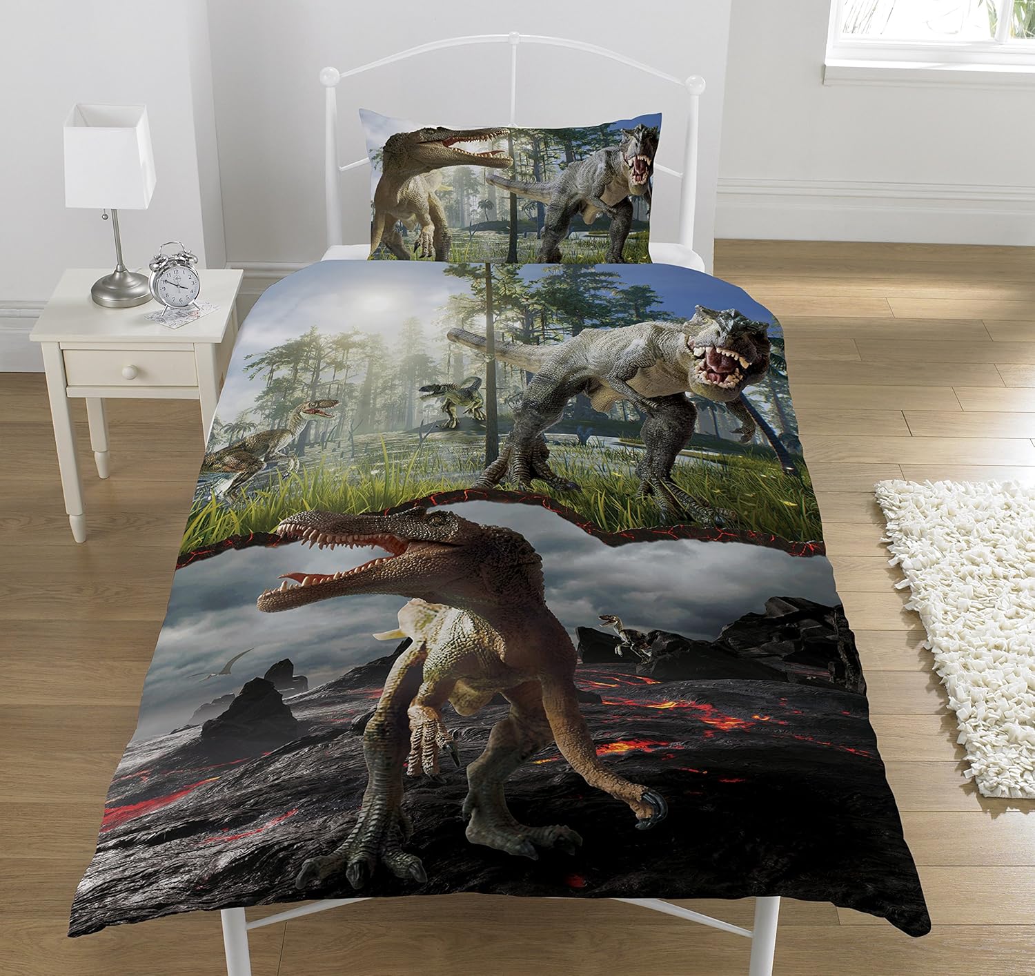 KidCollection Jurassic Predators Single Panel Duvet Cover Bed Set - T ...