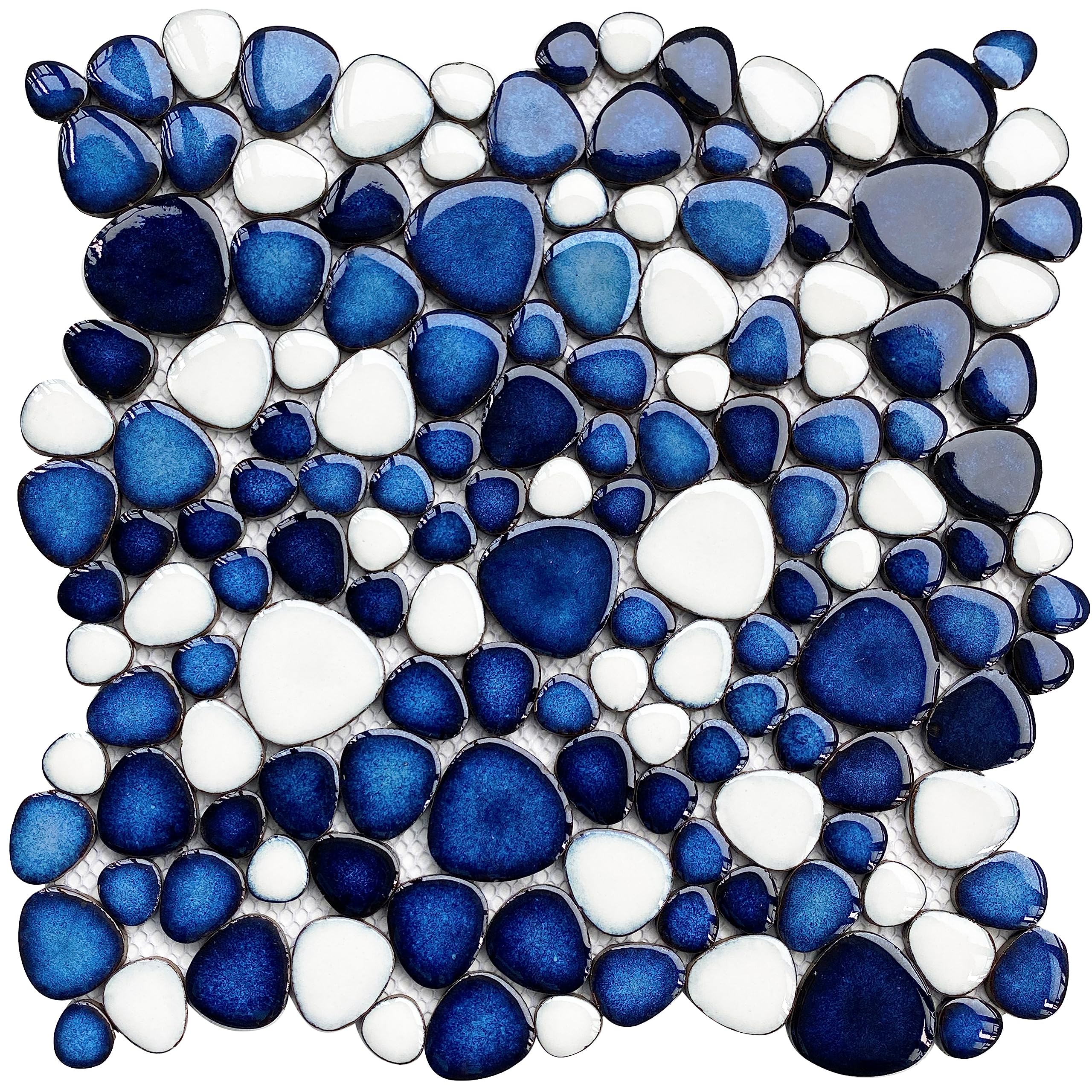 Primoon Pebble Ceramic Tiles 5 Sheets, Heart-Shaped 12x12 Floor Tile ...