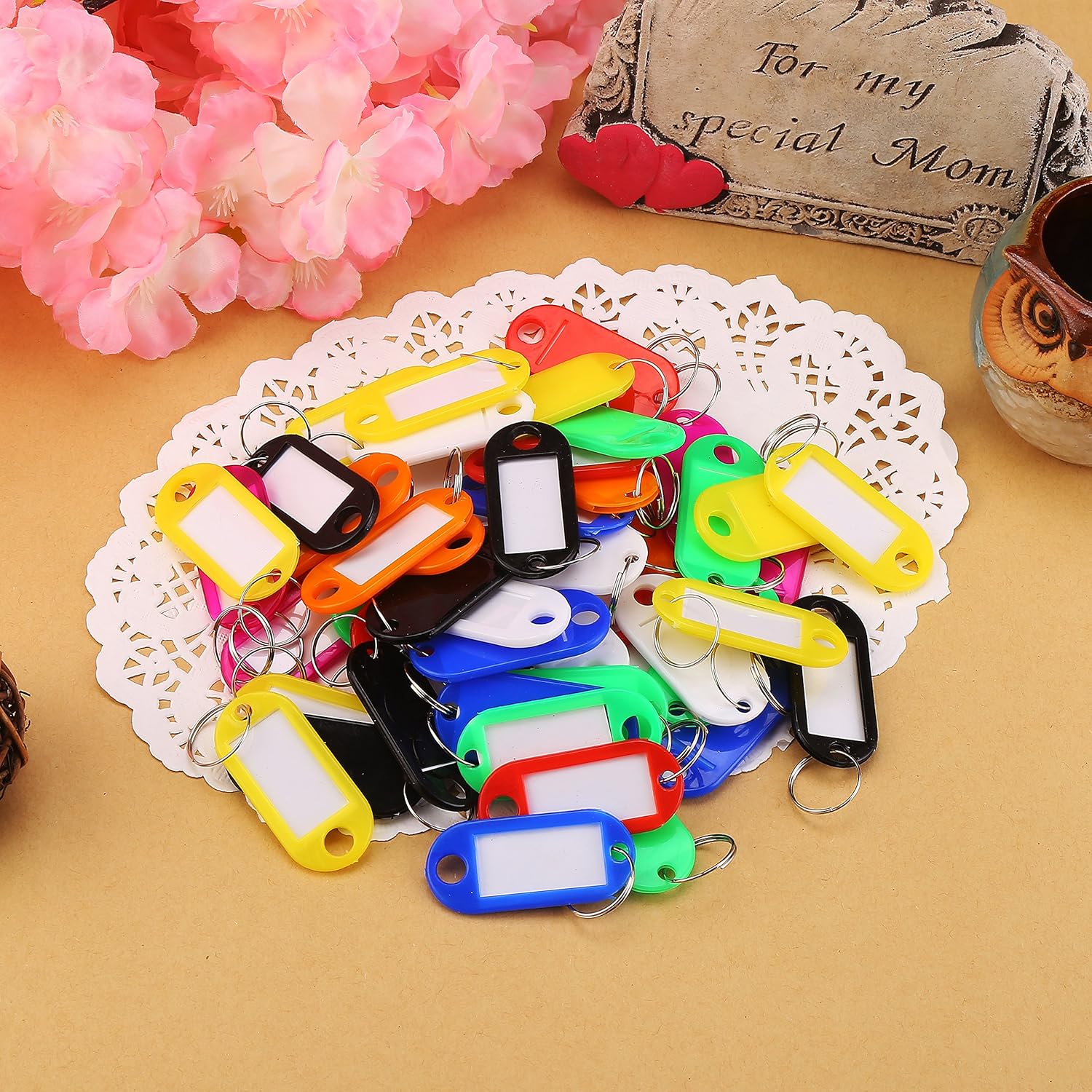 CCINEE 50 Pieces Rainbow Color Plastic Key lables Tags,Key ID Tags,Luggage ID Labels – BigaMart