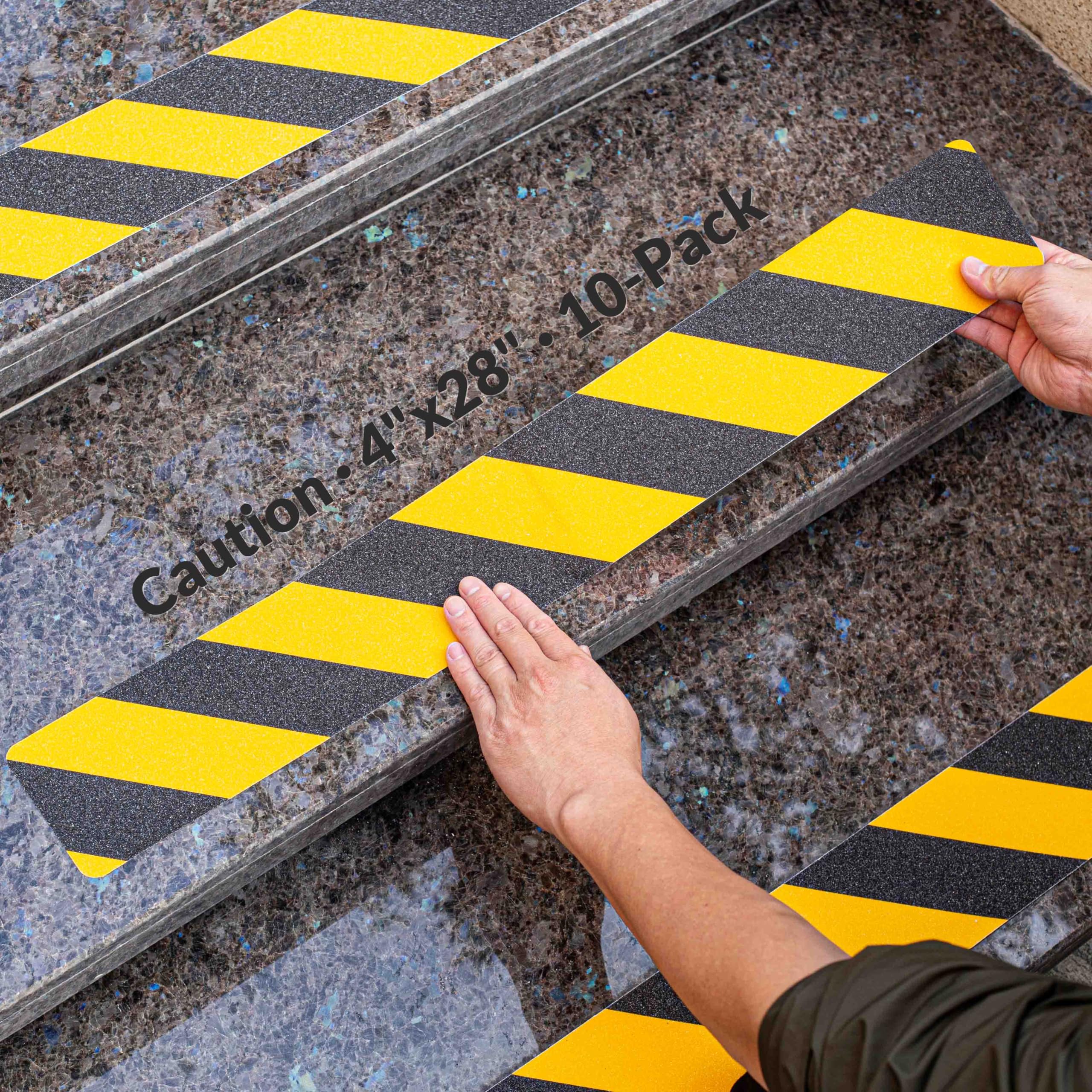 LifeGrip Anti Slip Traction Treads (10-Pack), 4" X 28", Yellow and ...