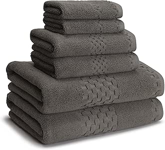 Amazon.com: Kassatex QSH-256-TG Hotelier Towel Set of 6, Tile Grey ...