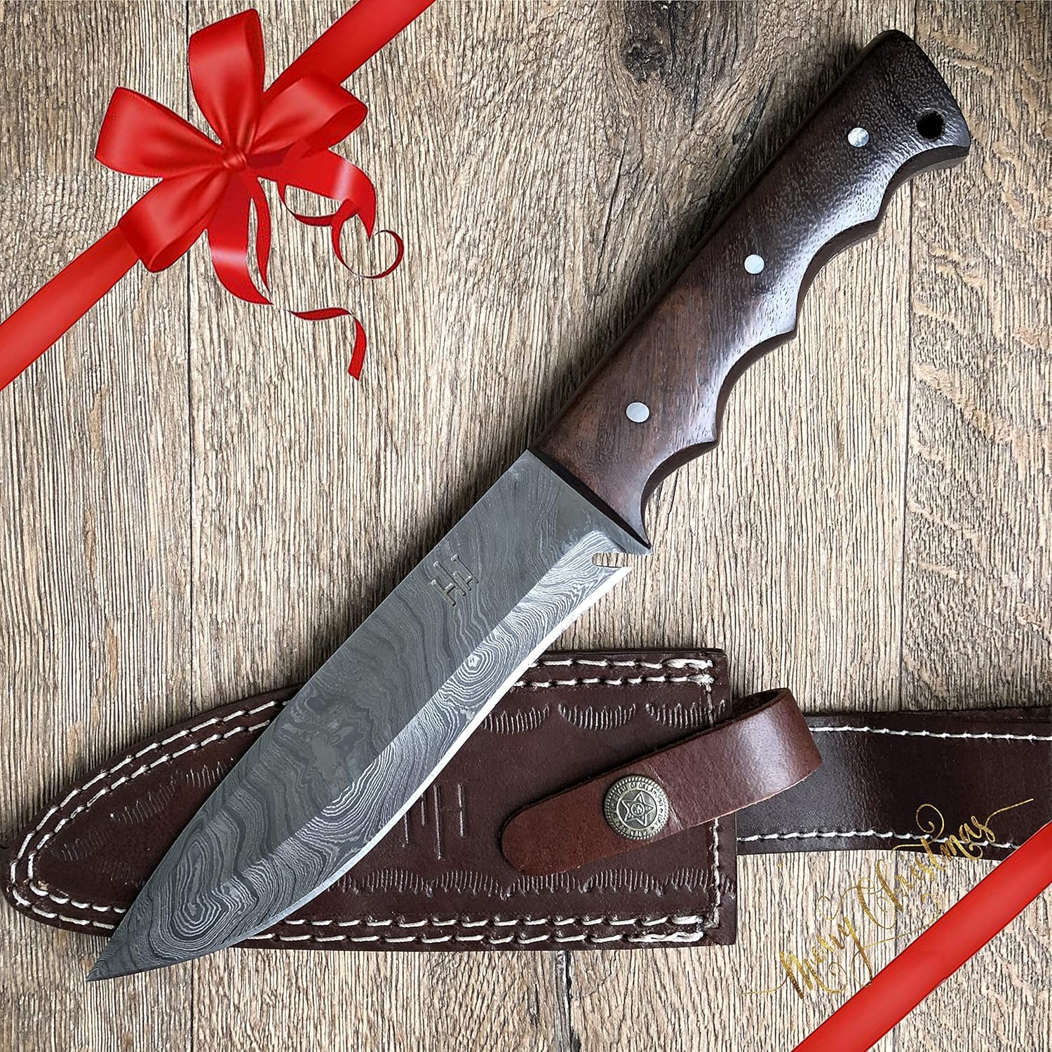 Hobby Hut HH-401, Bushcraft damaststahl Survival Messer, Damastmesser ...