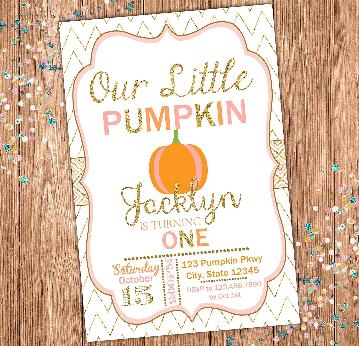 Amazon.com: Fall Custom Birthday Invitation - Pumpkin Themed Party ...