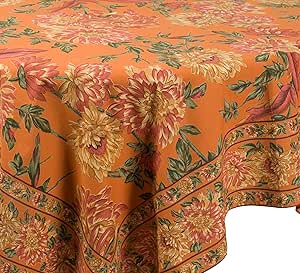 Amazon.com: April Cornell 80-Inch Round Tablecloth, Mums Rust : Home ...