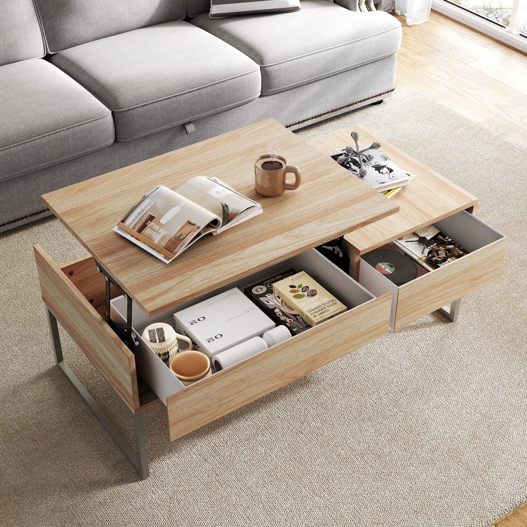 Mua LINSY HOME Lift Top Coffee Table with Storage Drawer and Hidden ...