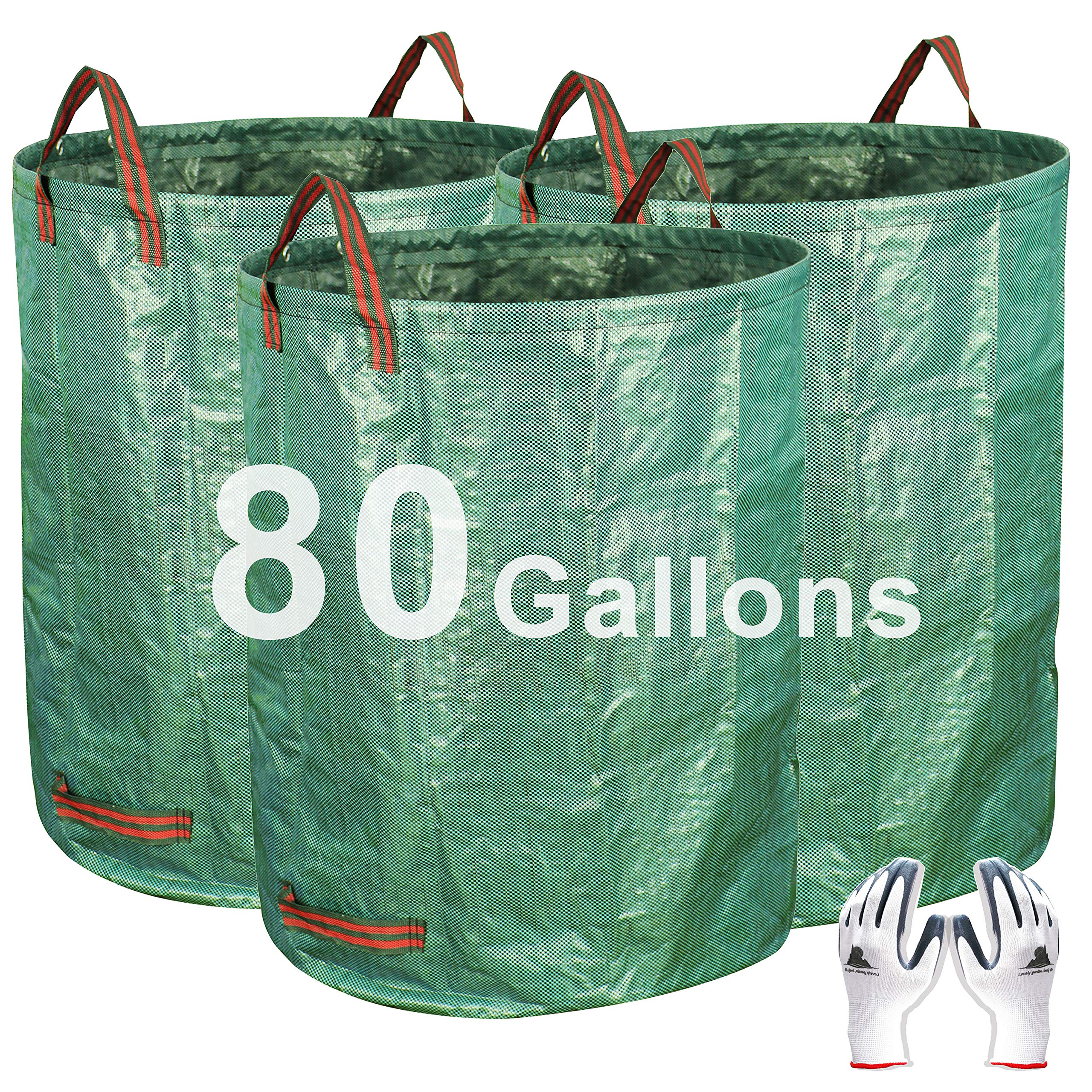 Gardzen 3-Pack 80 Gallon Yard Waste Bags, Reusable Heavy Duty ...