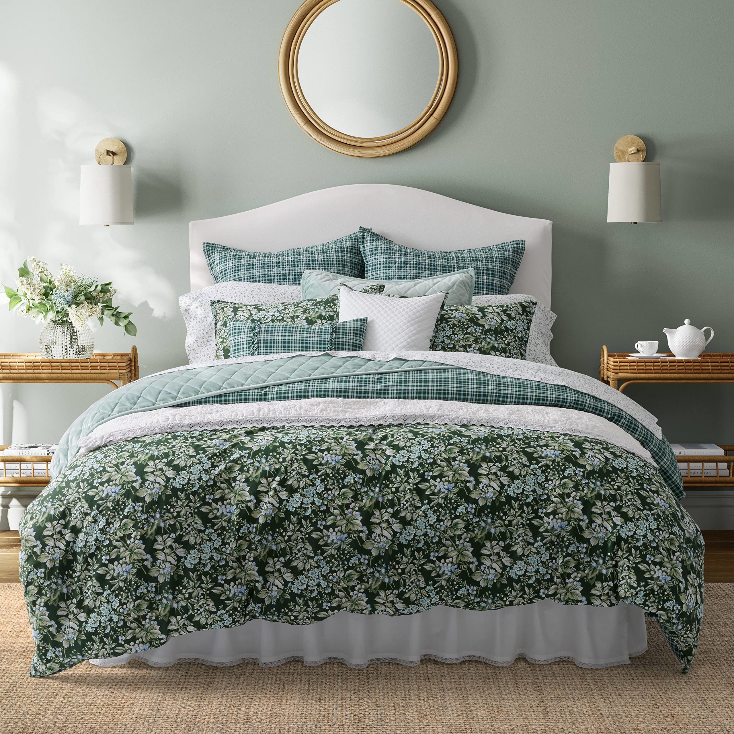 Laura Ashley- Queen Duvet Cover Set, Reversible Cotton Bedding Set ...