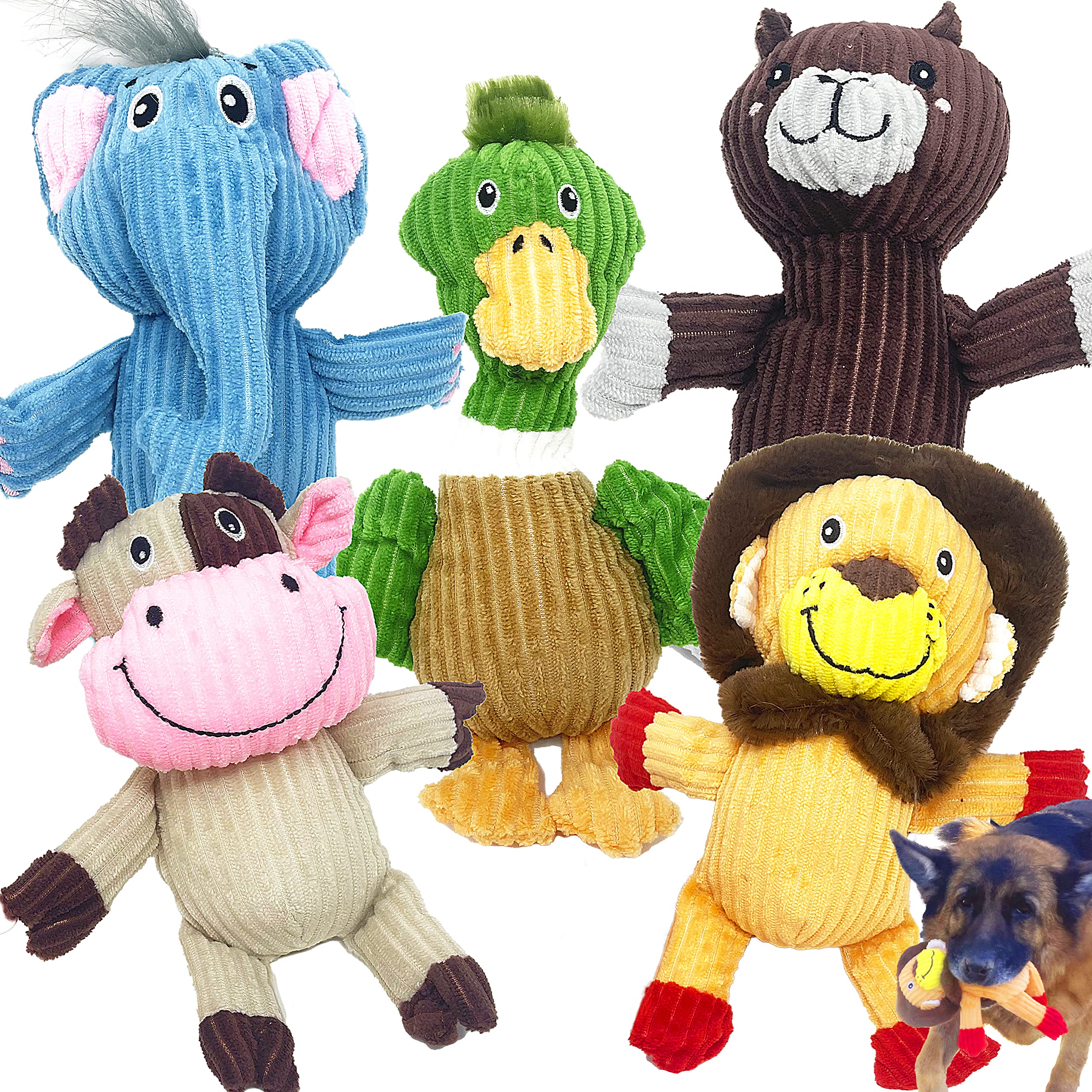 Jalousie 5 Pack Tough Layer Plush Dog Toys Assortment Value Bundle Dog Squeaky Toys Assortment ...