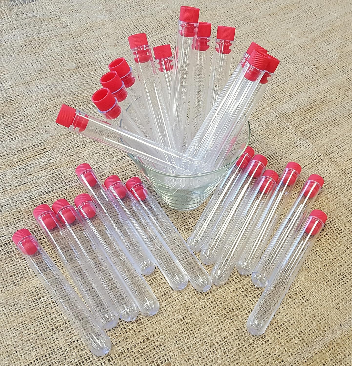 Amazon.com: Test Tube Shots, PACK of 25, CLEAR Plastic Tubes with RED ...