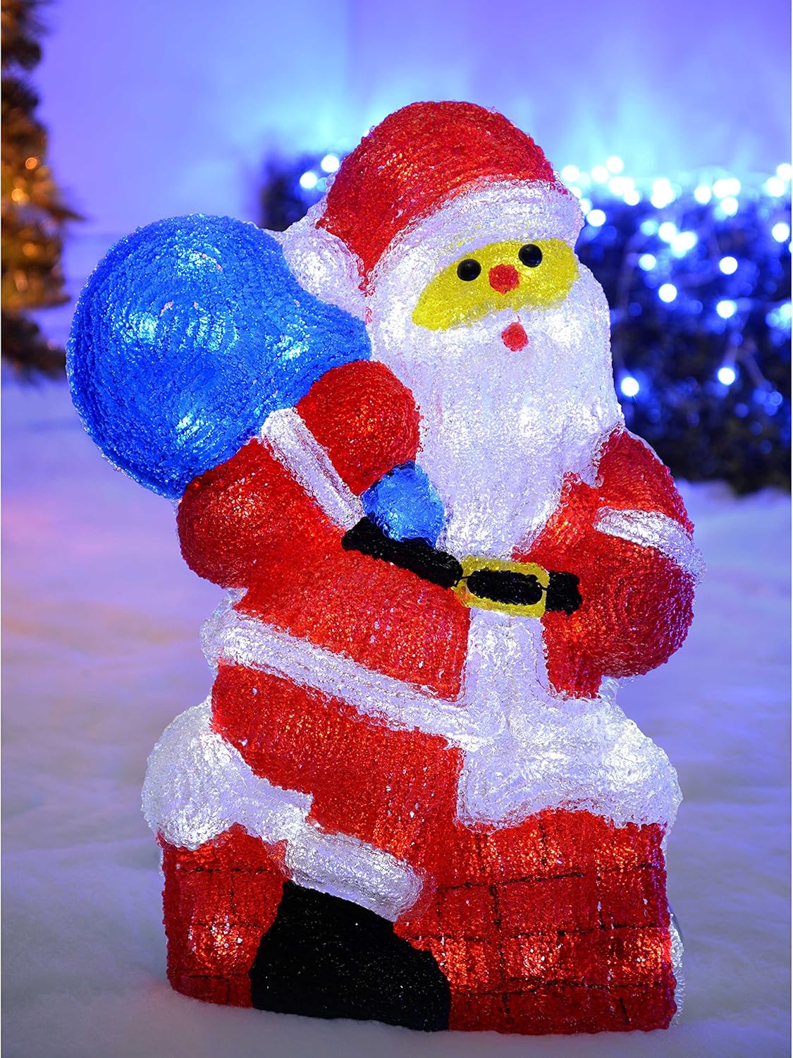 WeRChristmas Pre-Lit Acrylic Santa with Sack Christmas Decoration with ...