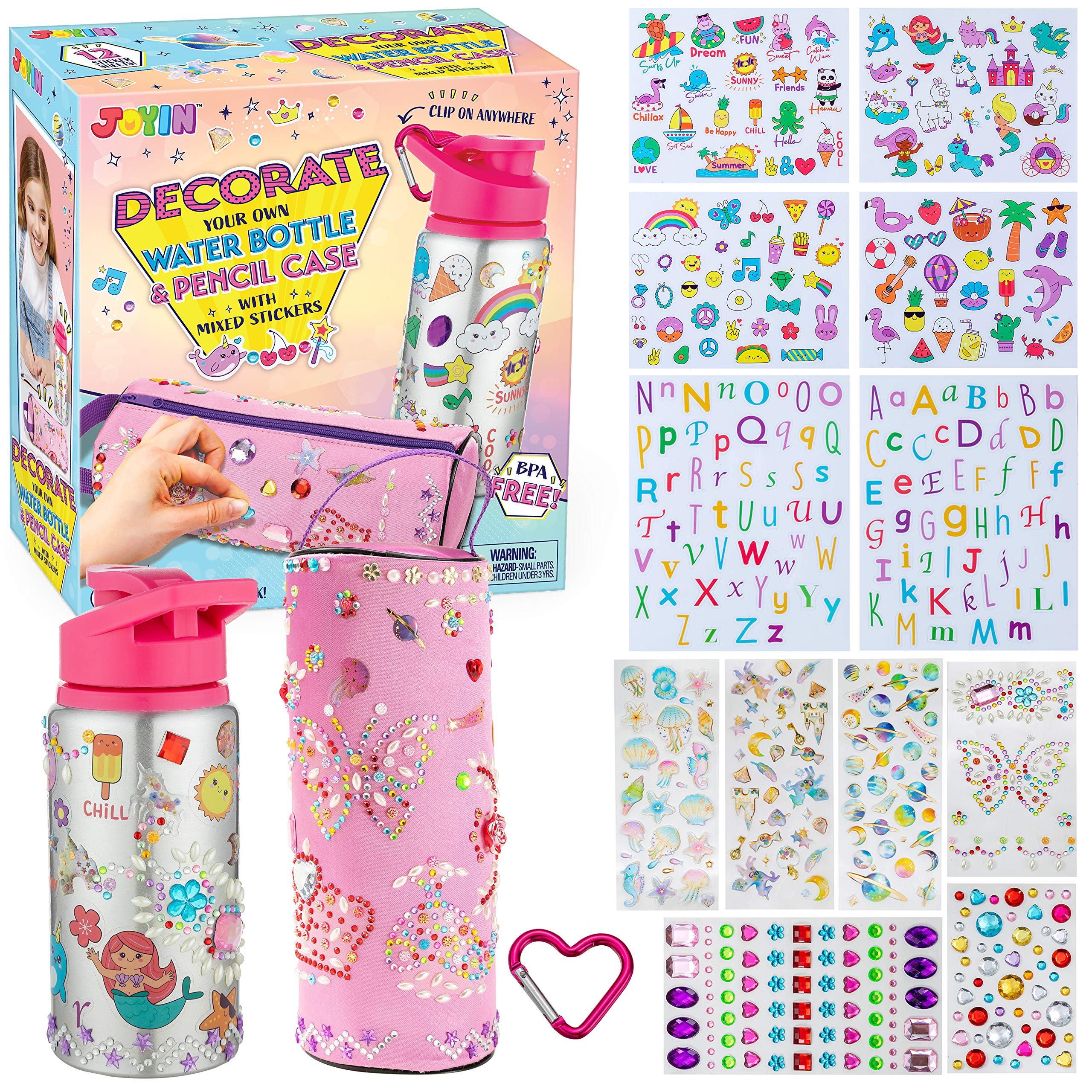 Buy JOYIN Decorate Your Own Water Bottle and Pencil Case with 12 Sheets ...