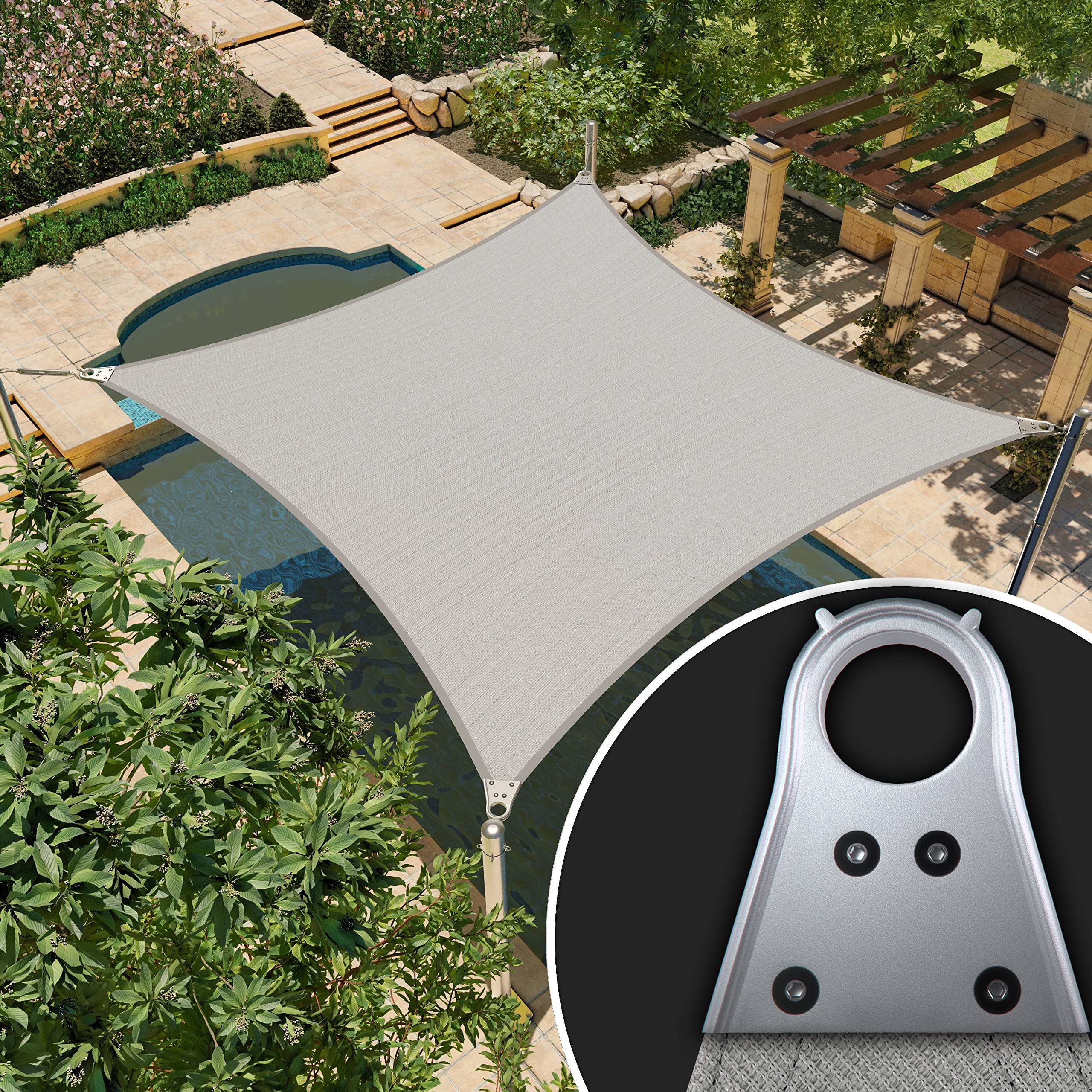 Amgo Grey Rectangle/Square Super Ring Sun Shade Sail Order to Make ...