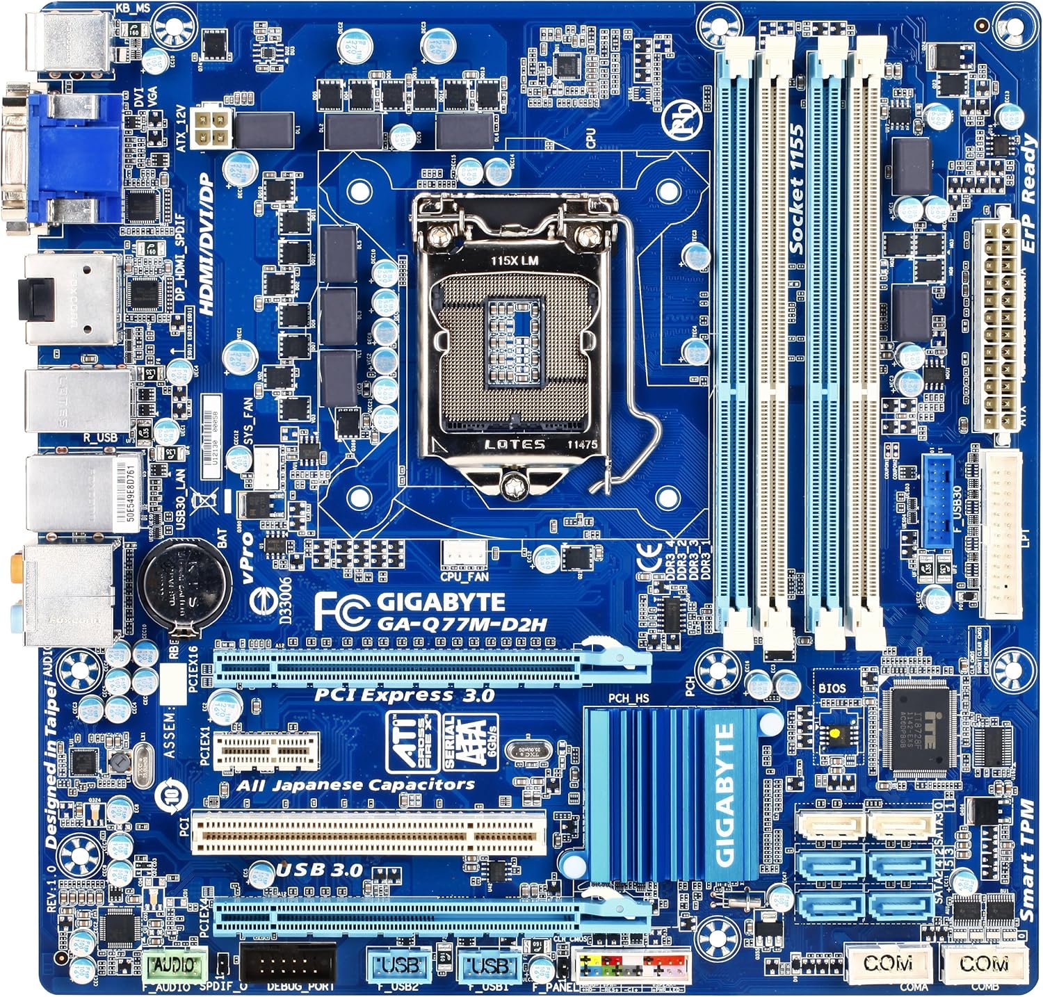 Gigabyte - Placa Base (DDR3, 1600 LGA 1155, Intel Q77, HDMI, SATA ...