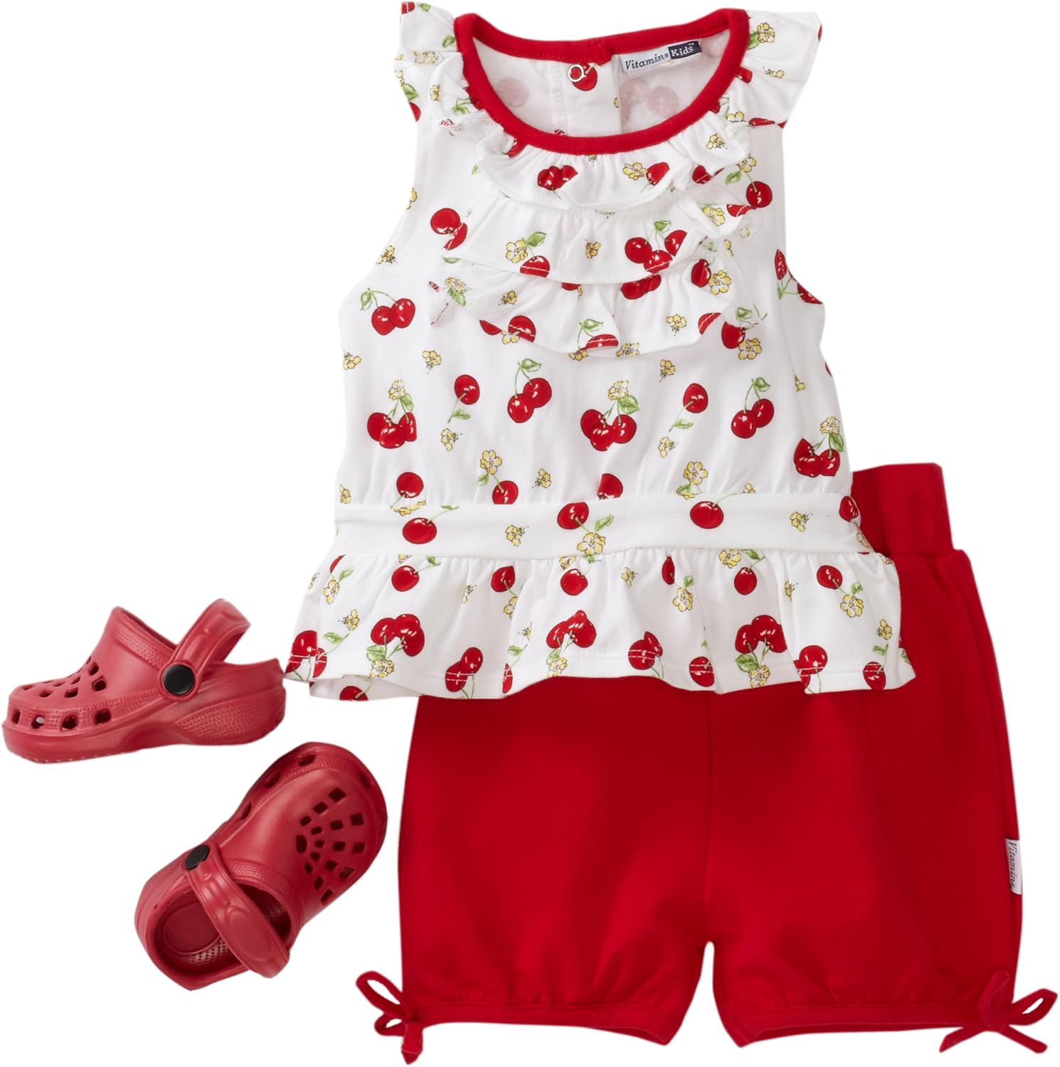 Amazon.com: Vitamins Baby Girl Cherries Three Piece Short Set With Shoe ...