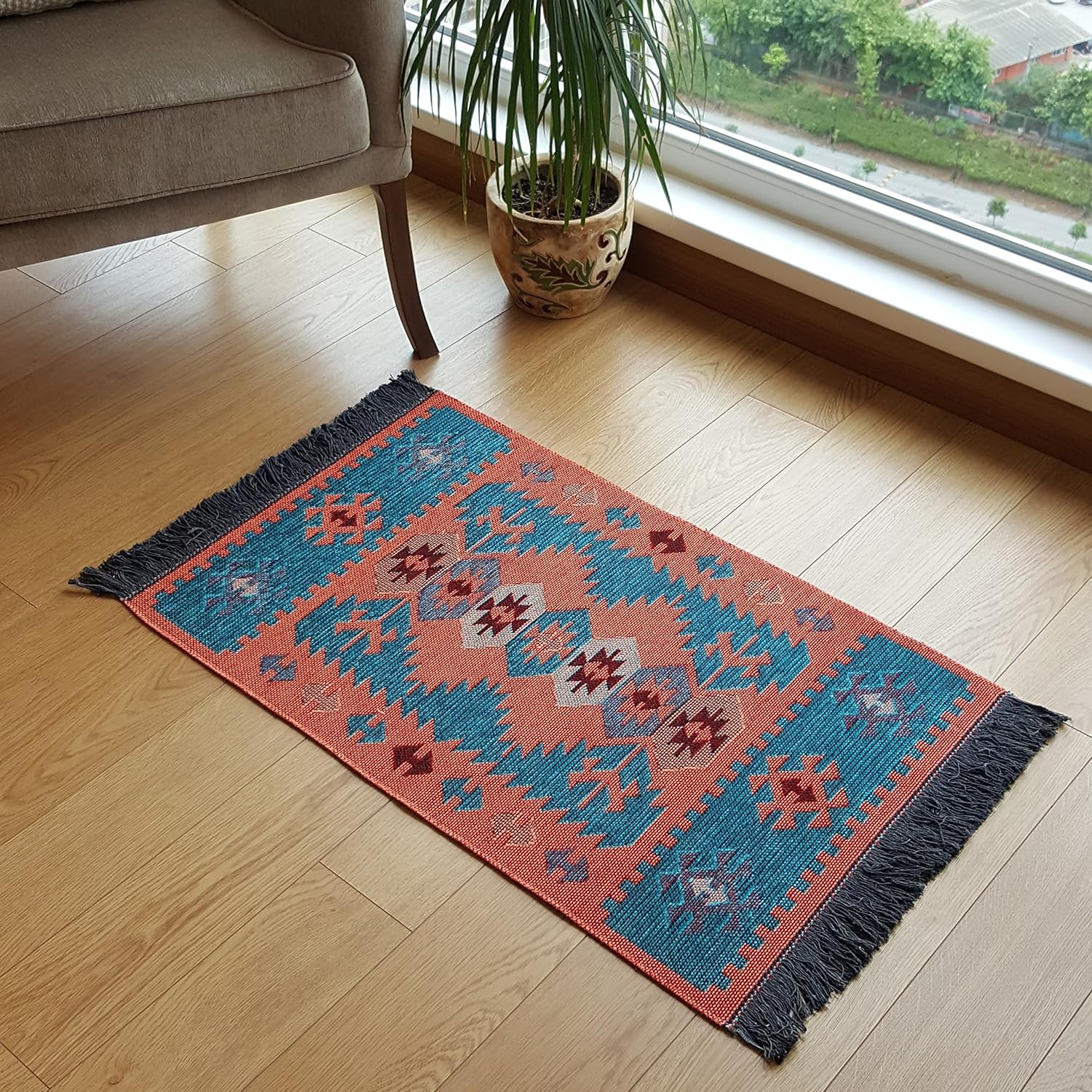 Modern Bohemian Style Small Area Rug 60x90 Cm Natural Dye Colors Two