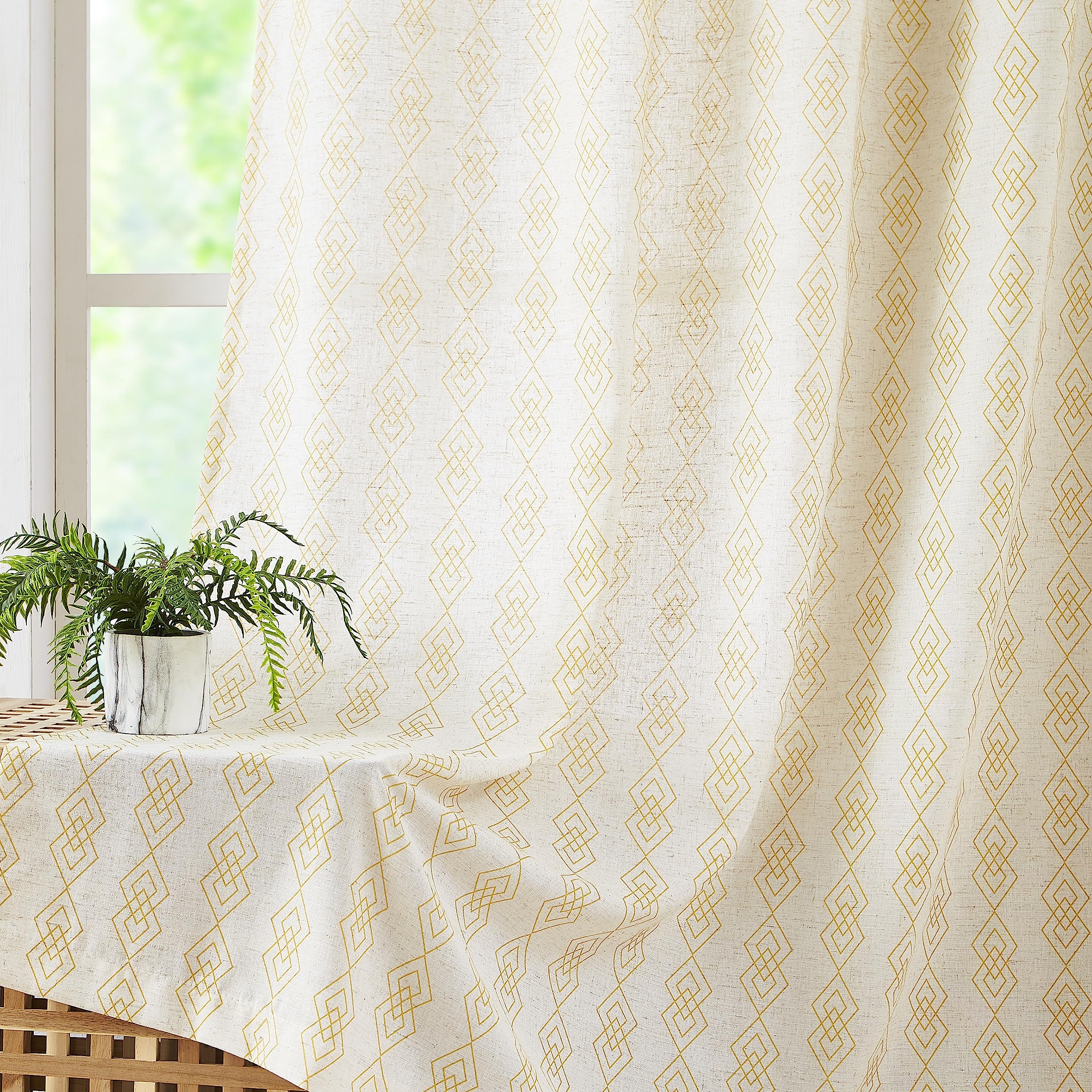 FMFUNCTEX Boho Linen Curtains for Bedroom, 84 Inches Long Curtains ...