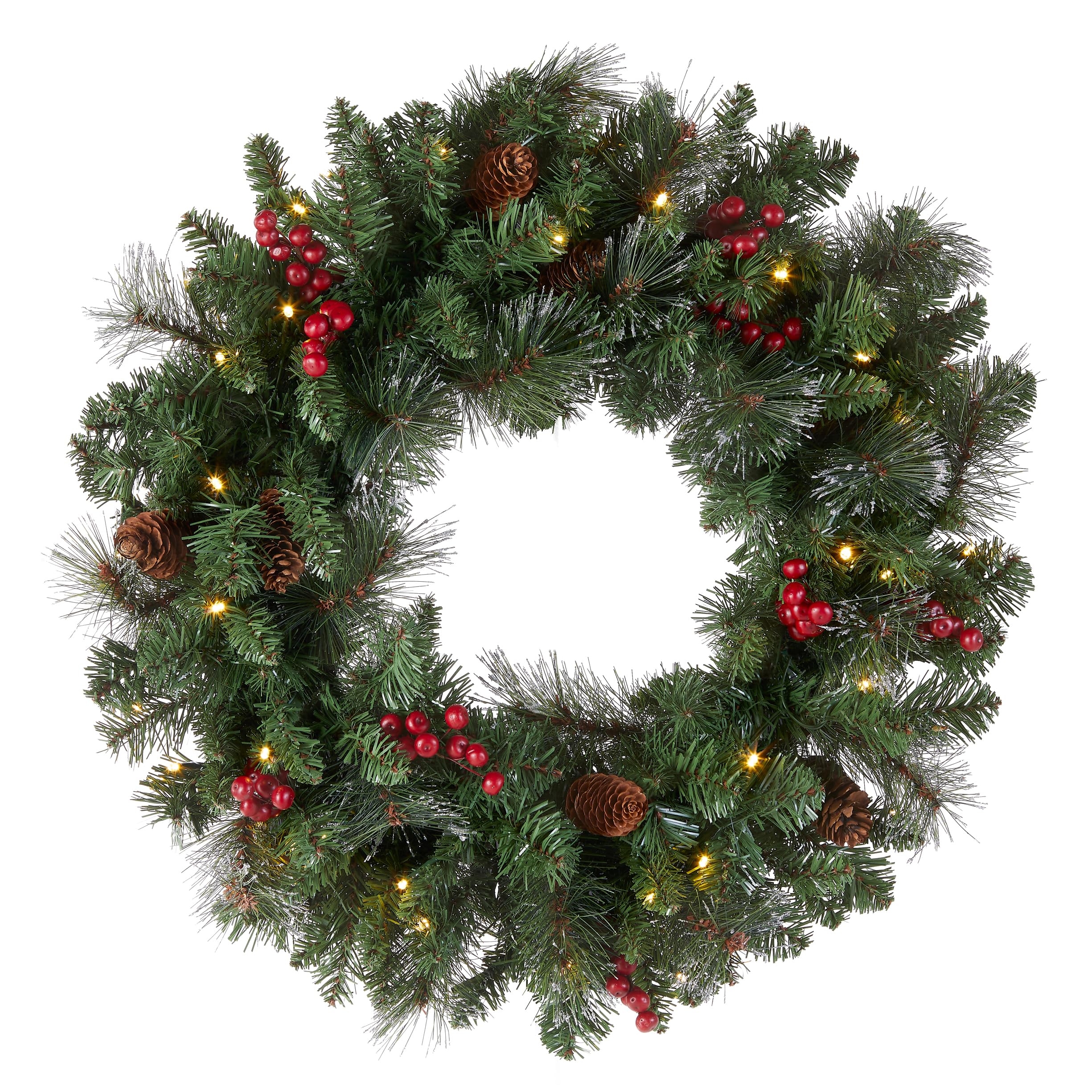 National Tree Company Pre-Lit Artificial Christmas Wreath, Green ...