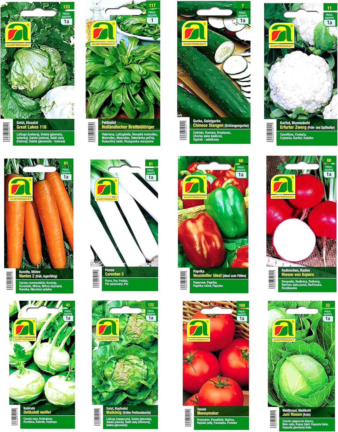 12 variedades | Surtido de semillas de verduras | más de 14000 semillas ...