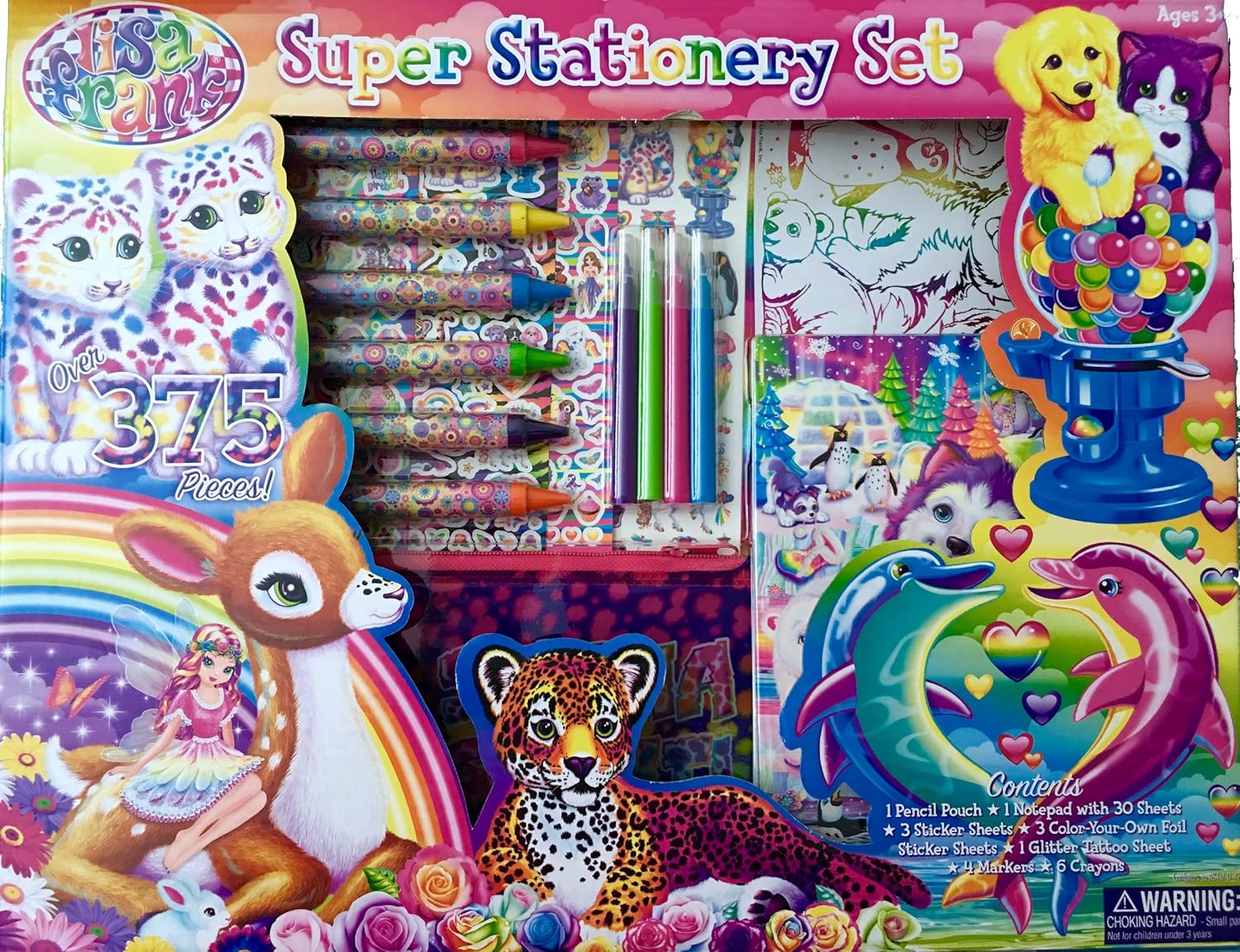Lisa Frank Super Stationery Set 2015 - Over 375 pieces Stickers Markers ...