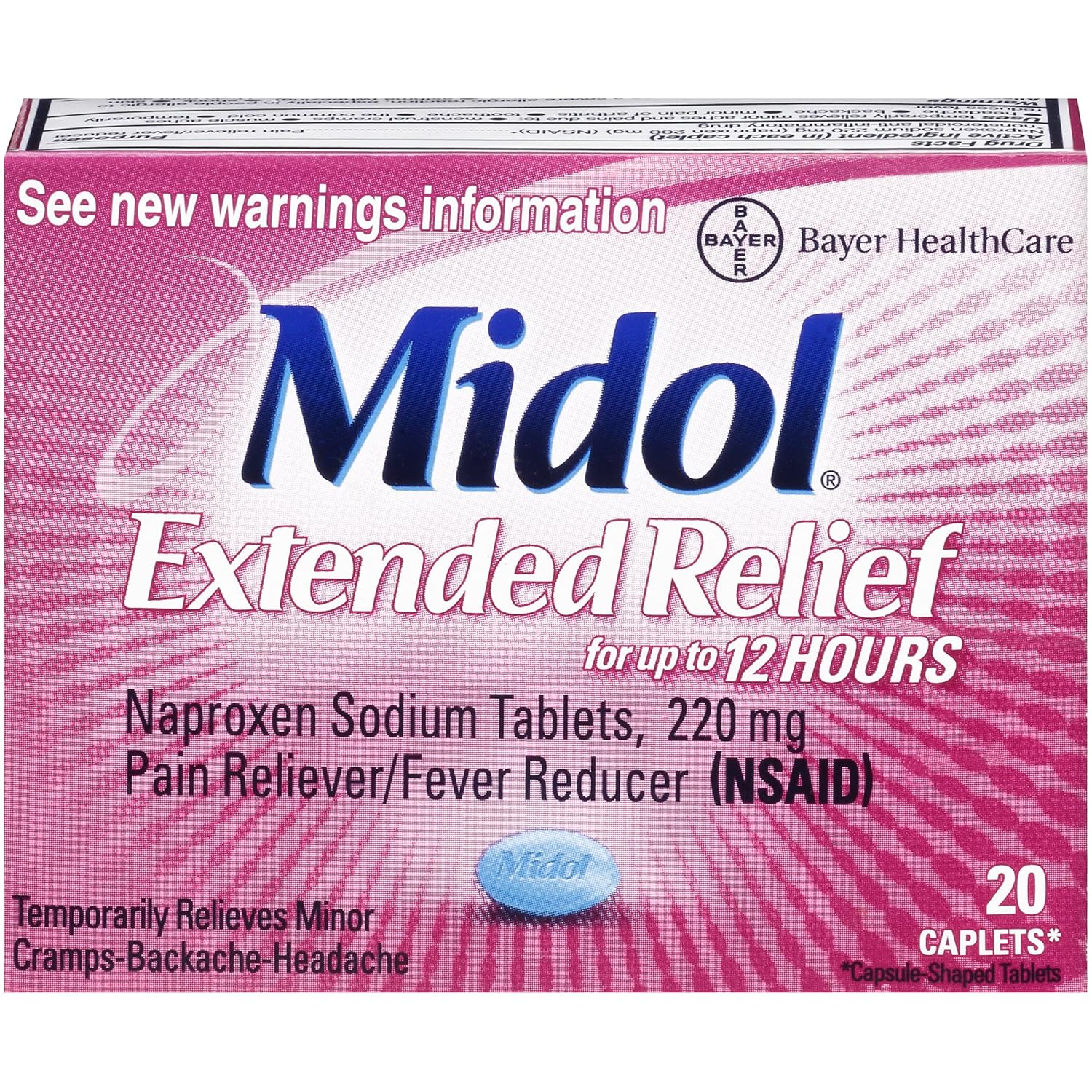 Amazon.com: Midol Extended Relief, 220mg Caplets, 20-Count: Health ...