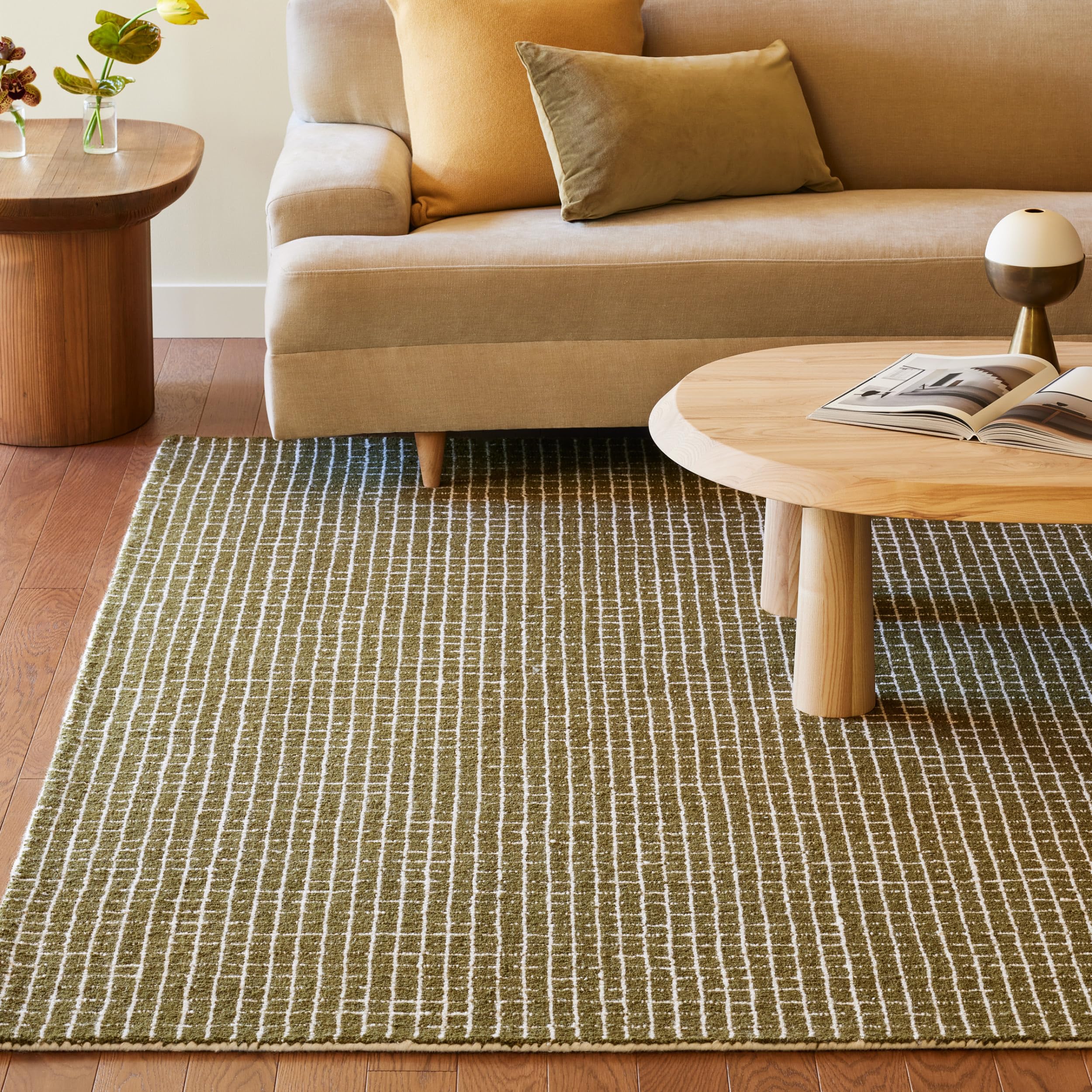 Rugs USA x Arvin Olano Melrose Checked Wool Area Rug - 10x14 Area Rug ...