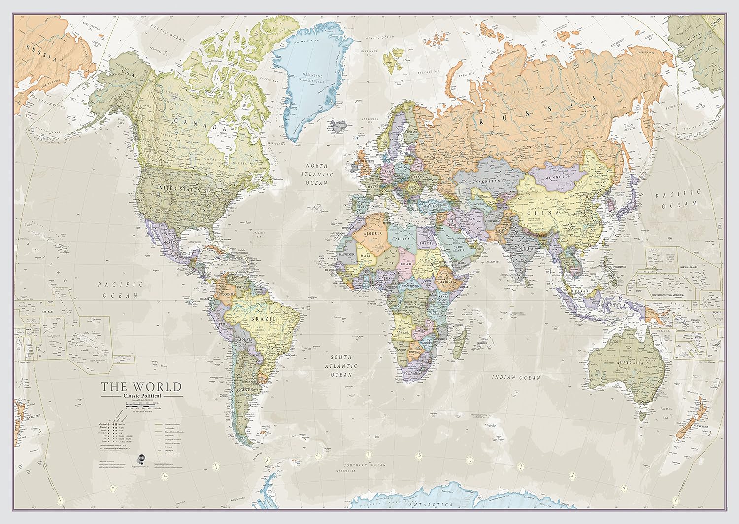 Maps Maps International Huge World Map Laminated 197 x 116.5cm Classic ...