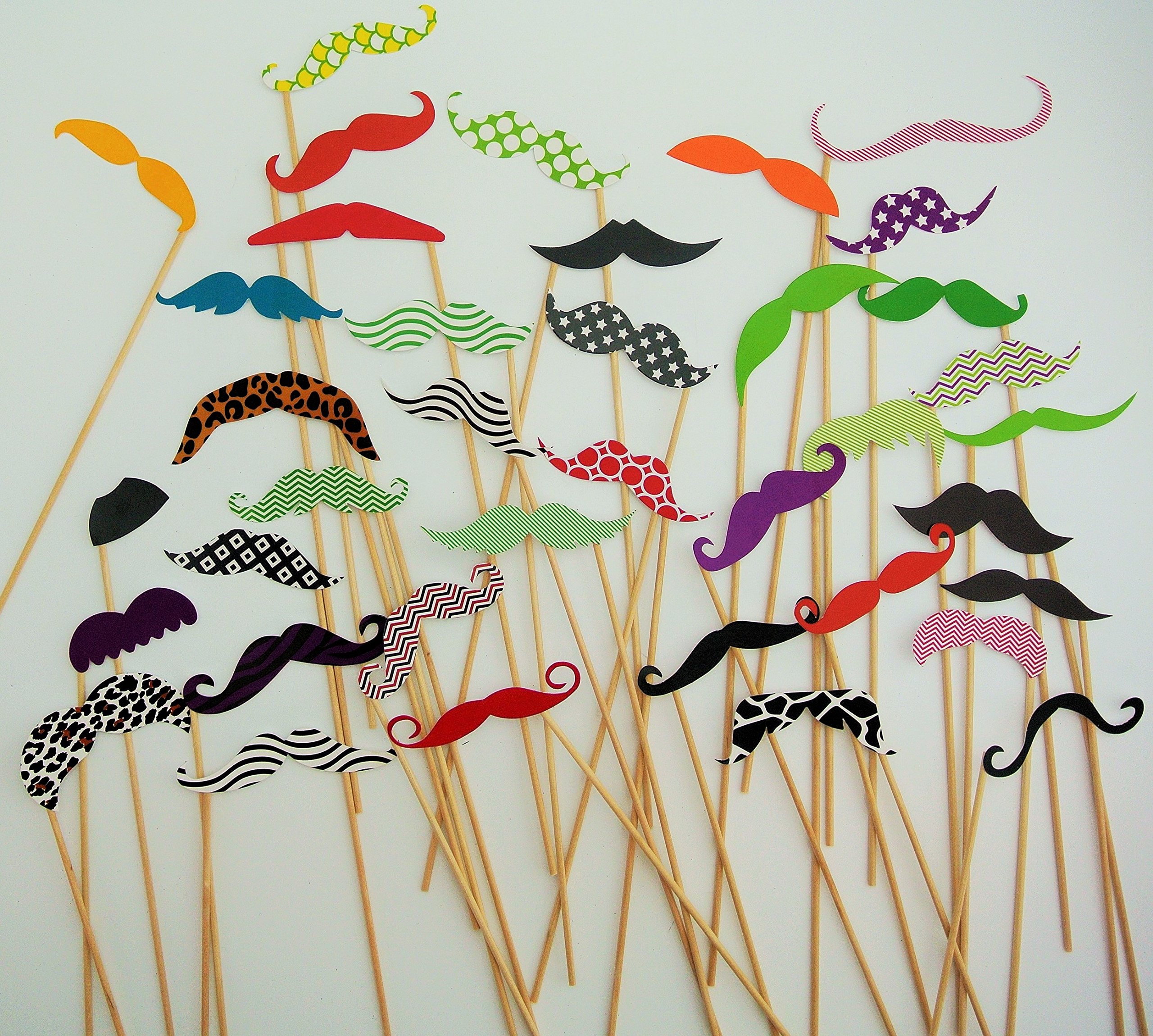 Amazon.com: 30 Pc Mustache on a Stick Photo Booth Props Black and Brown ...
