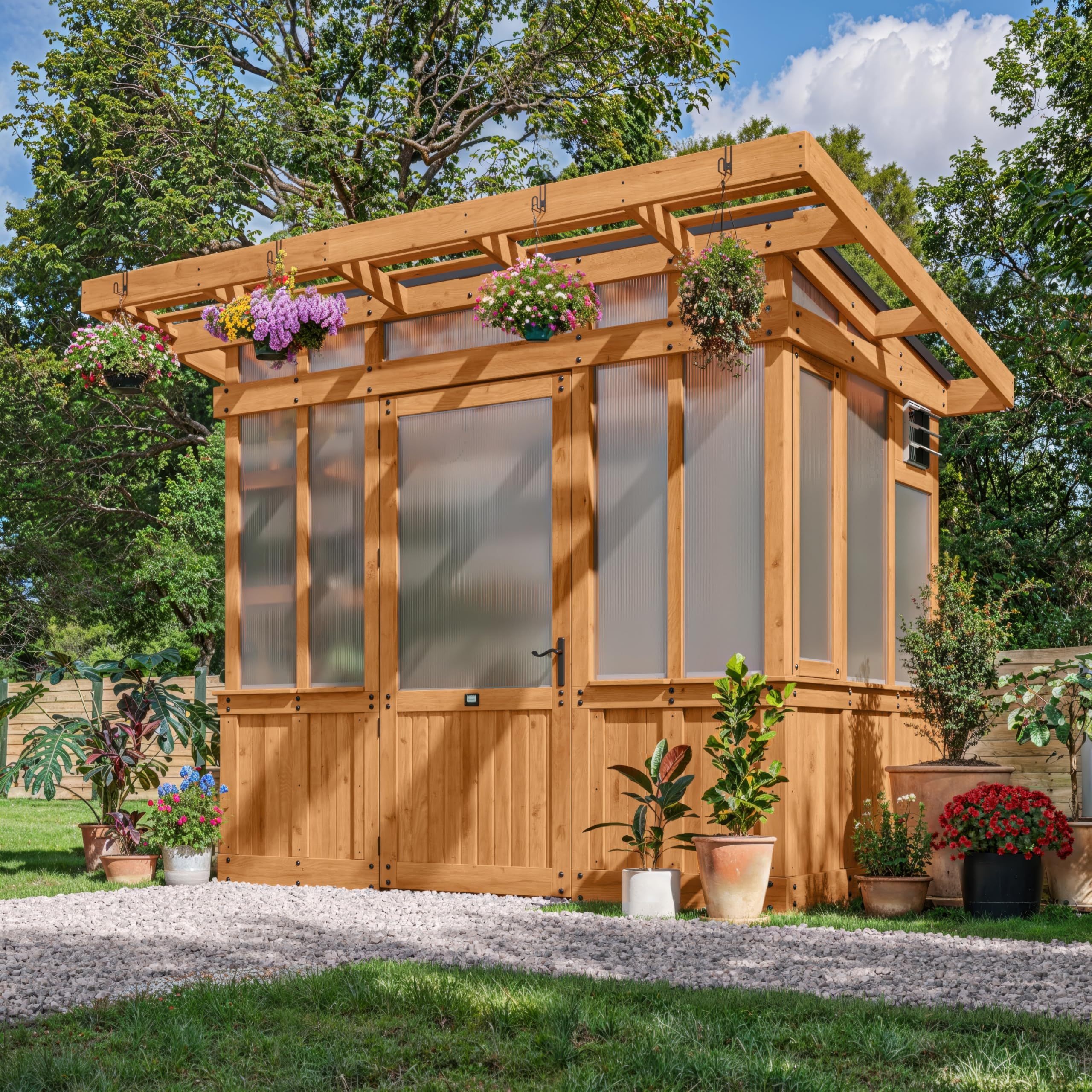 Backyard Discovery Poppy 9' x 6' Cedar Wood and Polycarbonate Walk-in ...