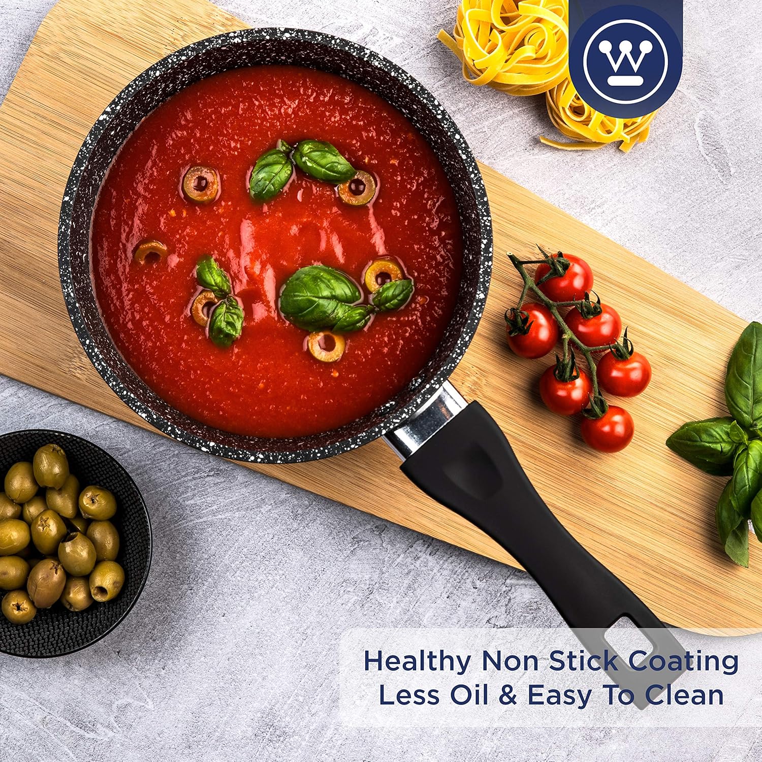 Westinghouse Non Stick Saucepan with Lid – Ø 20 cm Saute Pan for ...