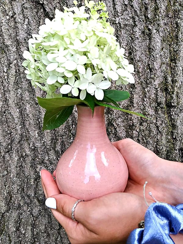 Amazon.com: Bud Vase in Blush Pink, Pottery, Ceramic Stoneware, Unique ...
