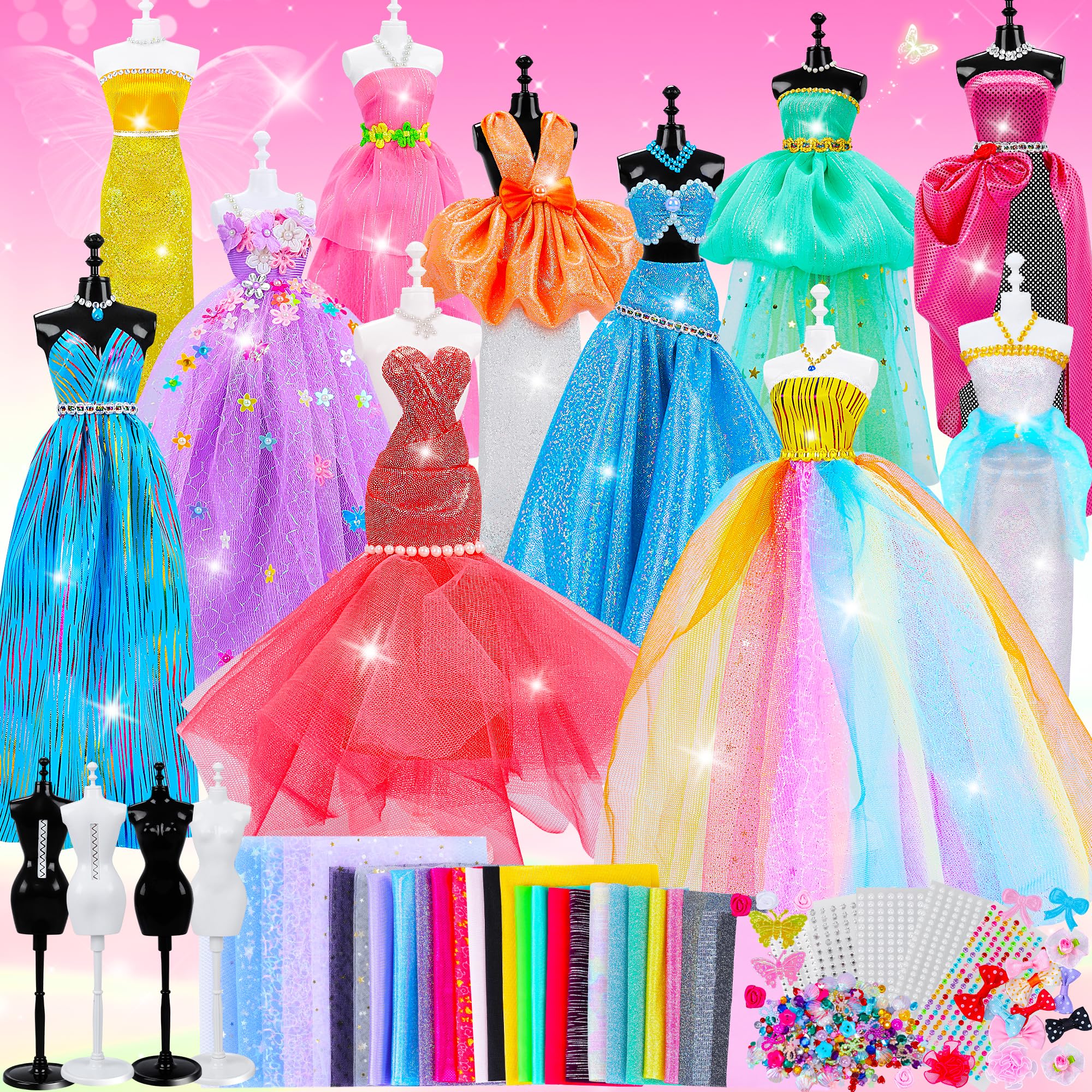 MINIFUN 800+Pcs Fashion Designer Kit for Girls, Sewing Kit with 4 ...