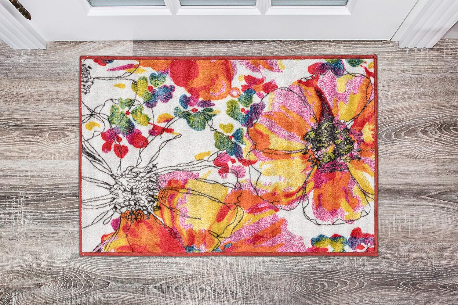Modern Bright Flowers Non-Slip (Non-Skid) Area Rug 20" X 30" Multi ...