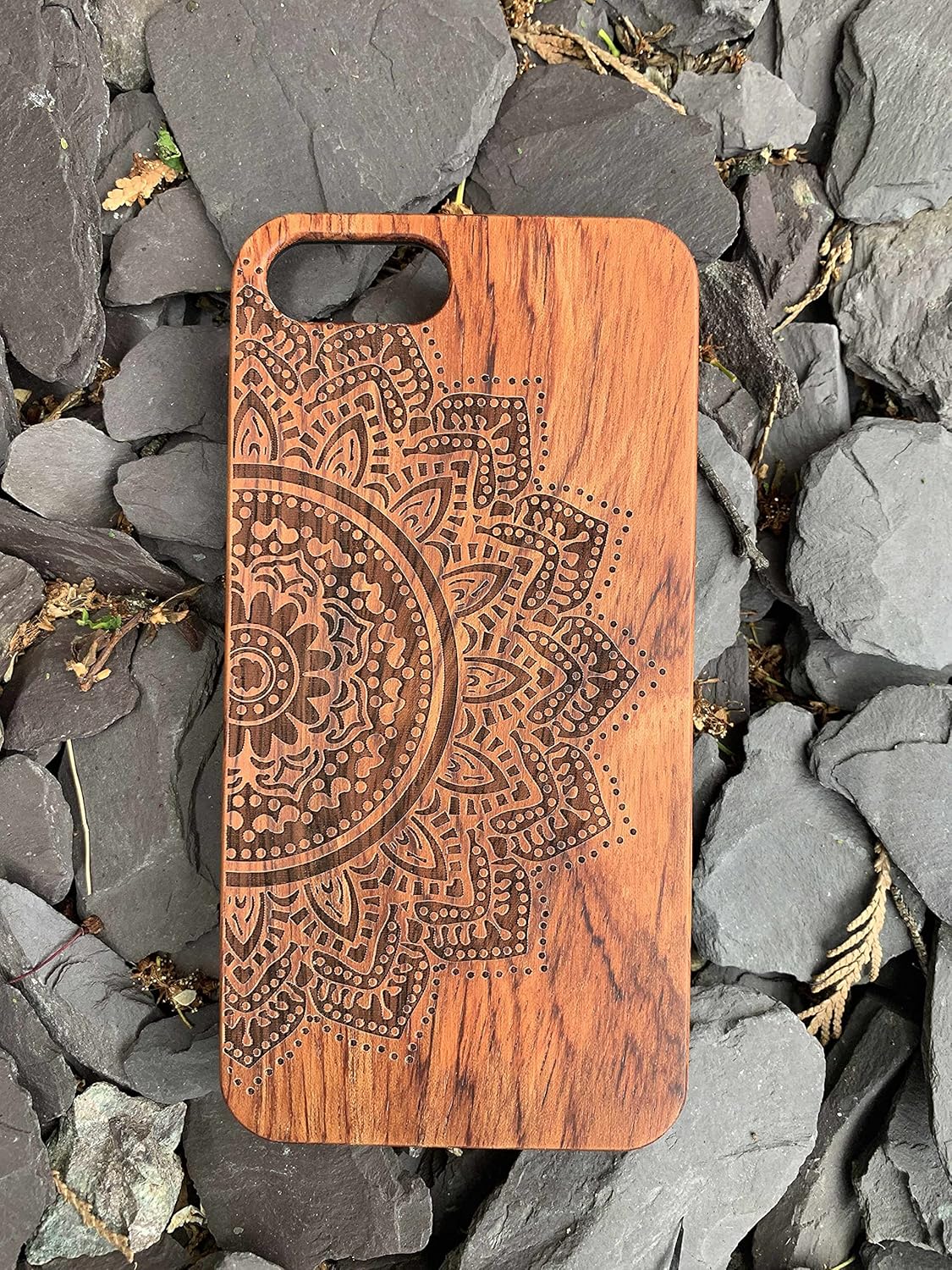 Walnut Wood Half Bloom Design Natural Carved Wooden Phone Case for ...