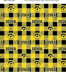 Amazon.com: University of Iowa Fleece Blanket Fabric-Iowa Hawkeyes ...