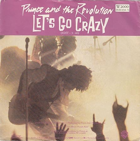 Prince Let's Go Crazy 7" Warner Bros W 2000 EX/EX 1984 picture sleeve ...