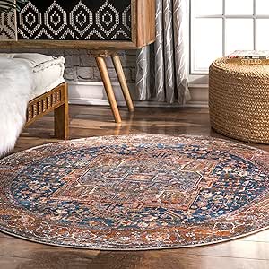 Amazon.com: nuLOOM Ethel Medallion Fringe Area Rug, 5' x 8' Oval, Rust ...