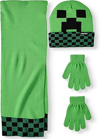 Minecraft Set mit Schal, Mütze, Handschuhe, 3 Stück: Amazon.de: Bekleidung