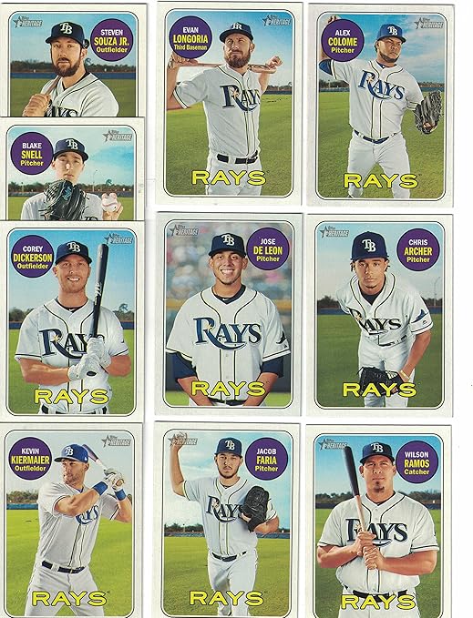 Tampa Bay Rays/Complete 2018 Topps Heritage Baseball 10 Card Team Set ...