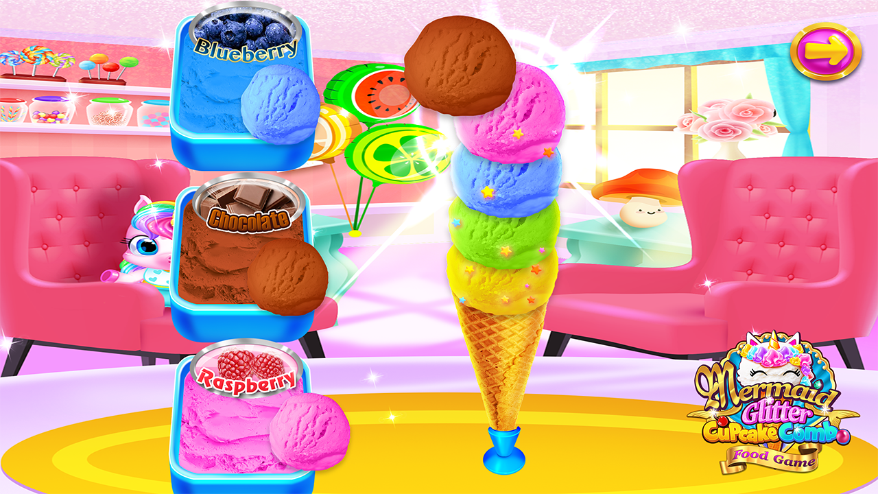 Mermaid Glitter Cupcake Chef - Ice Cream Cone Game:Amazon.in:Appstore ...
