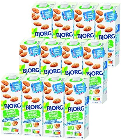 BJORG Organic Almond Milk No Sugar 1L, Pack of 12, white price in UAE ...