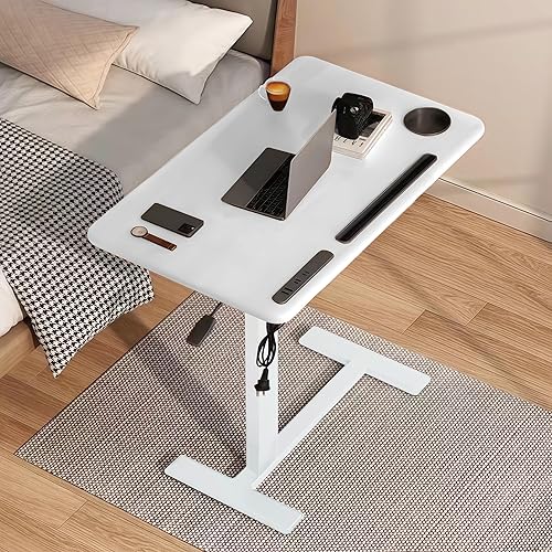 Overbed Bedside Table with Wheels Adjustable Height, Mobile Hospital ...