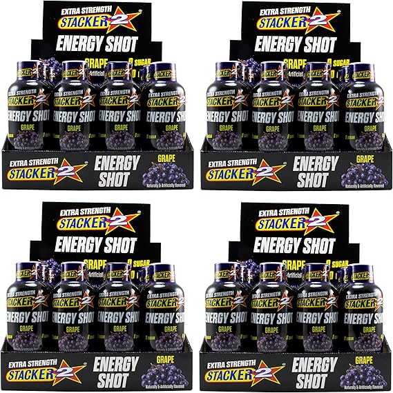 Amazon.com: Stacker 2 Extra Strength Energy Shots, Grape, 12 Bottles, 2 fl oz in Each Shot (4 ...