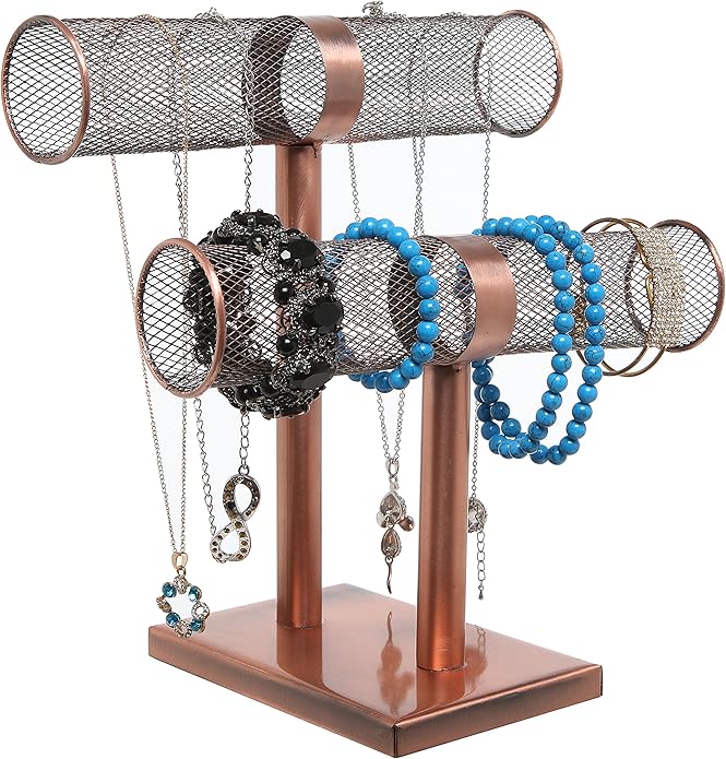 Amazon.com: 10 inch Bronze Double Tier Metal Wire Cylinder Jewelry ...